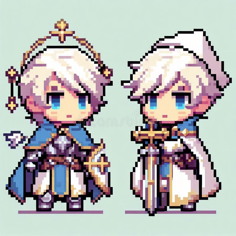 Cleric Character Vector Design, Pixel Art Stock Illustration ...