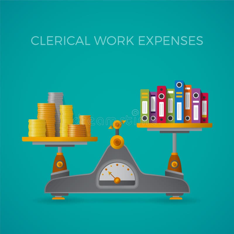 Clerical Work Expenses Concept in Flat Style Stock Vector ...