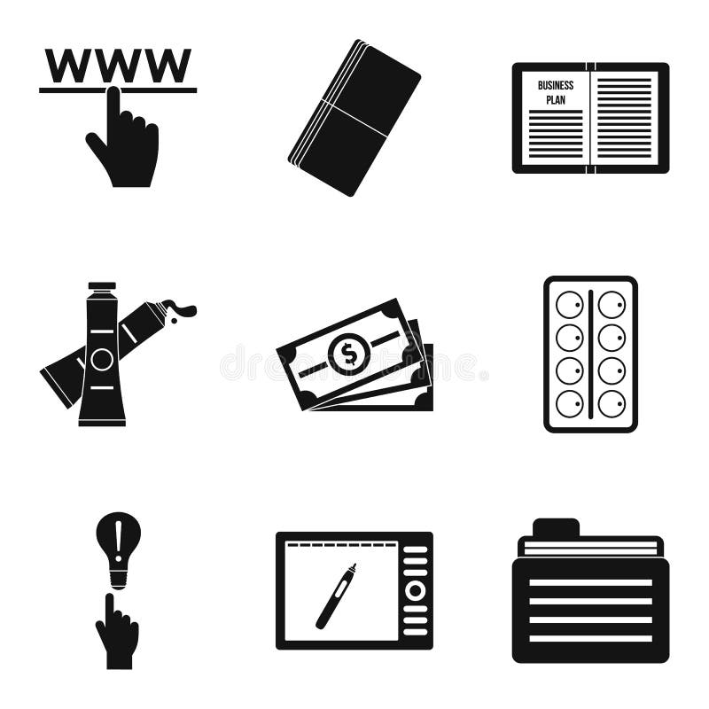 Clerical Work Icons Set, Simple Style Stock Vector - Illustration of ...