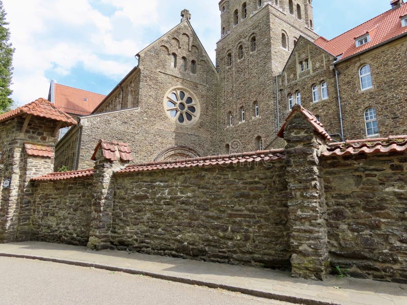 Clervaux Abbey from street stock image. Image of benedictine - 187399885