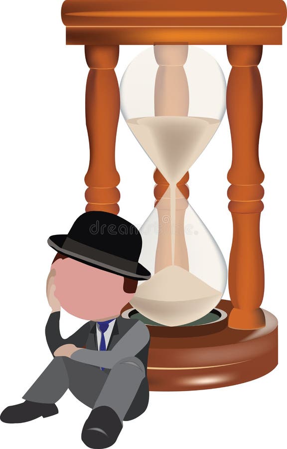Person Sitting in Front of an Hourglass Waiting Stock Vector ...