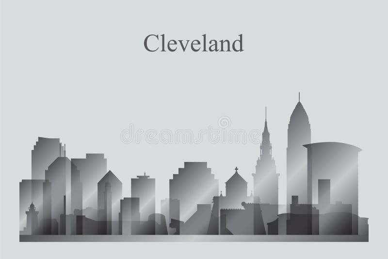 Cleveland City Skyline Silhouette in Grayscale Stock Vector ...
