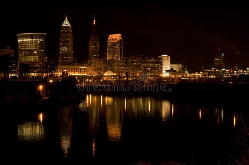 Red Sky at Night, Cleveland, Ohio Stock Image - Image of golden, sunset ...