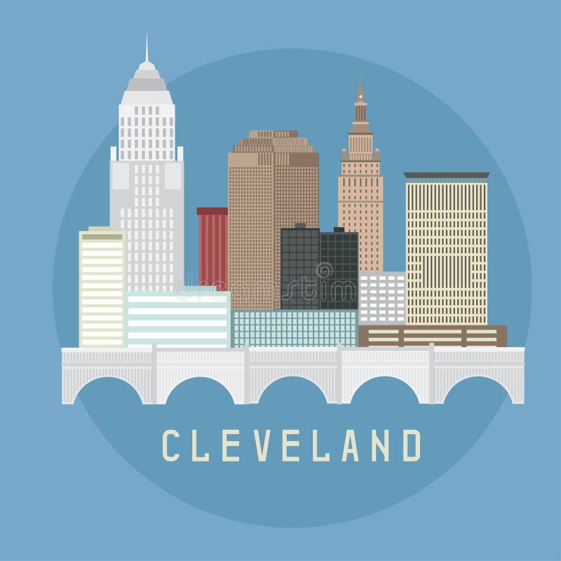 Cartoon Cleveland Ohio Skyline