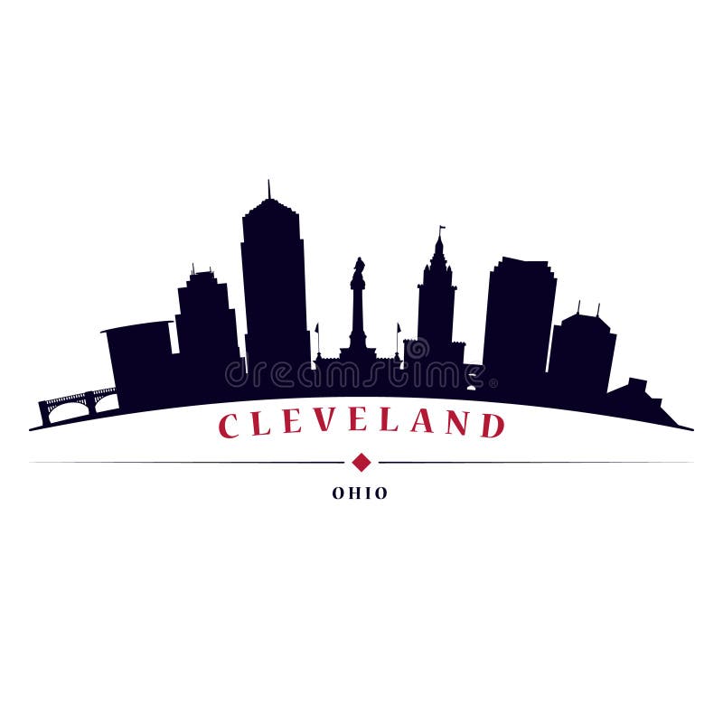 Cleveland Skyline Black Silhouette Stock Vector - Illustration of ...