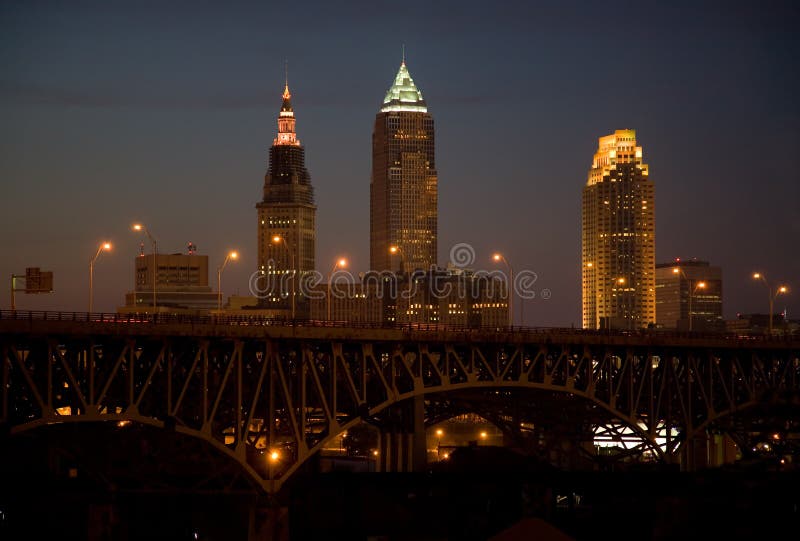 Cleveland Skyline at Night stock photo. Image of city - 6672164