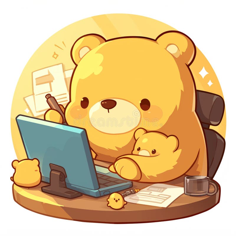 A Clever Bear Software Engineer Cartoon Style Stock Vector ...