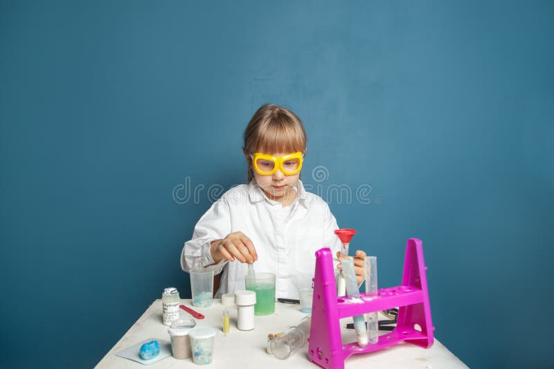 Clever Child Student Wearing Uniform and Glasses with Science ...