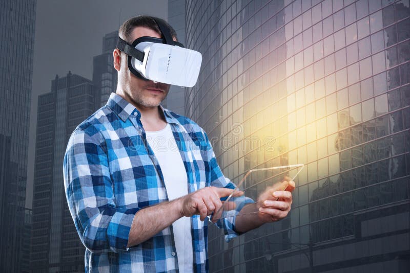 Clever Client Making an Order with a Help of a Tablet Stock Photo ...