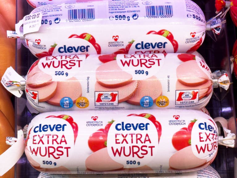 Clever Extra Wurst Sausage Packaging in Supermarket Display Editorial ...