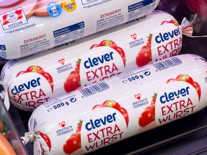 Clever Extra Wurst Sausages in Grocery Display with Tomato Imagery ...