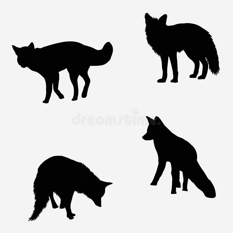 Clever Fox Silhouette Vector Artwork Bundle. Stock Vector ...