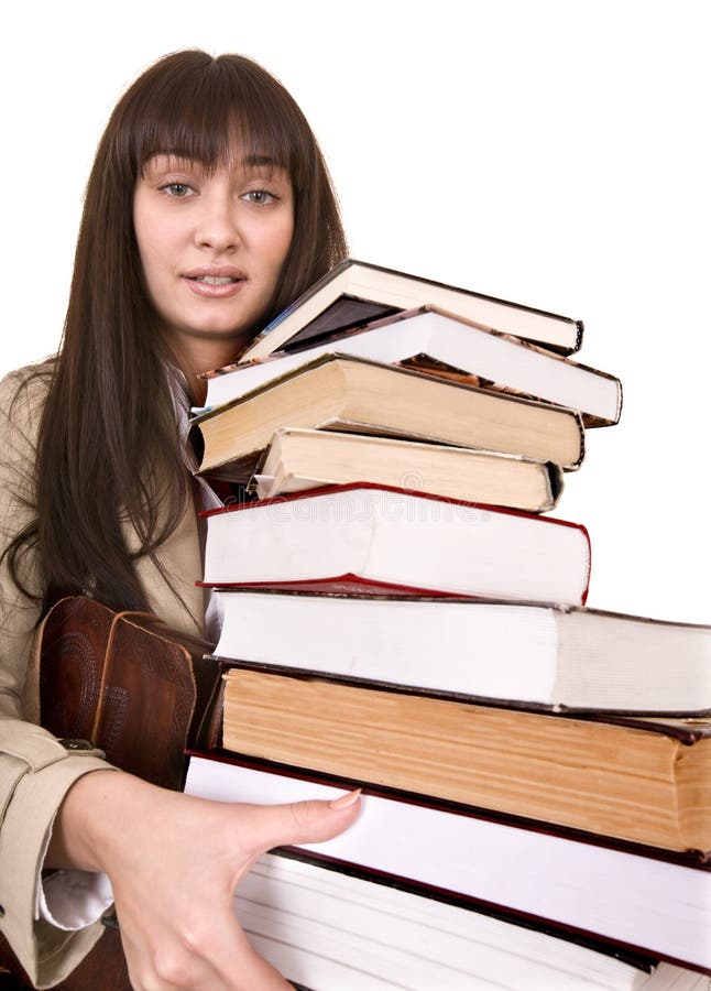 Clever Girl with Group Book. Stock Photo - Image of literature, brown ...