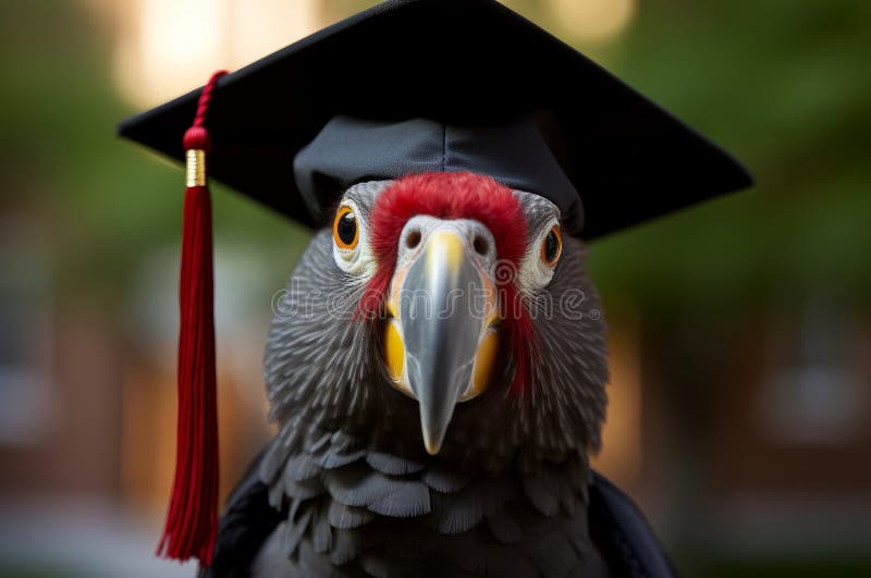 Clever Graduate Parrot School. Generate Ai Stock Image - Image of ...