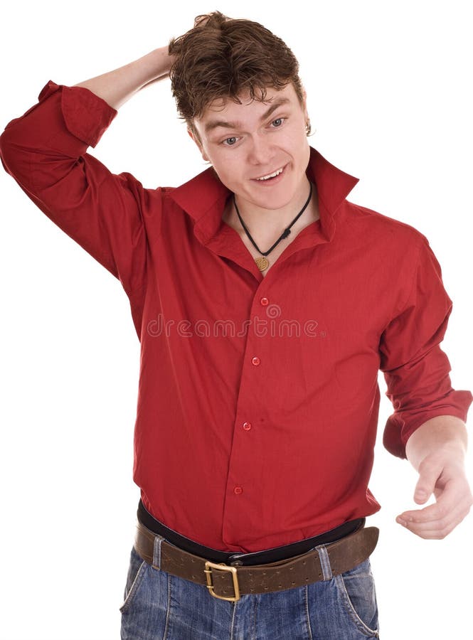 Clever Handsome Strong Man. Isolated. Stock Photo - Image of belt ...