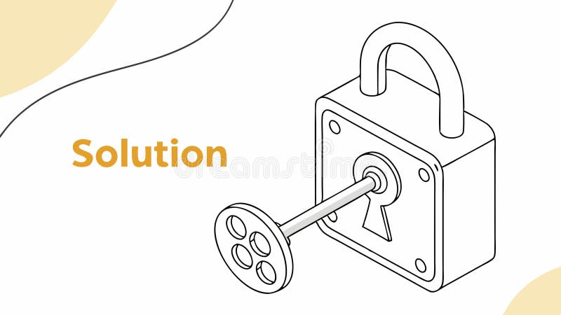Key Unlocking Padlock with Solution Text, Problem Solving, Vector ...