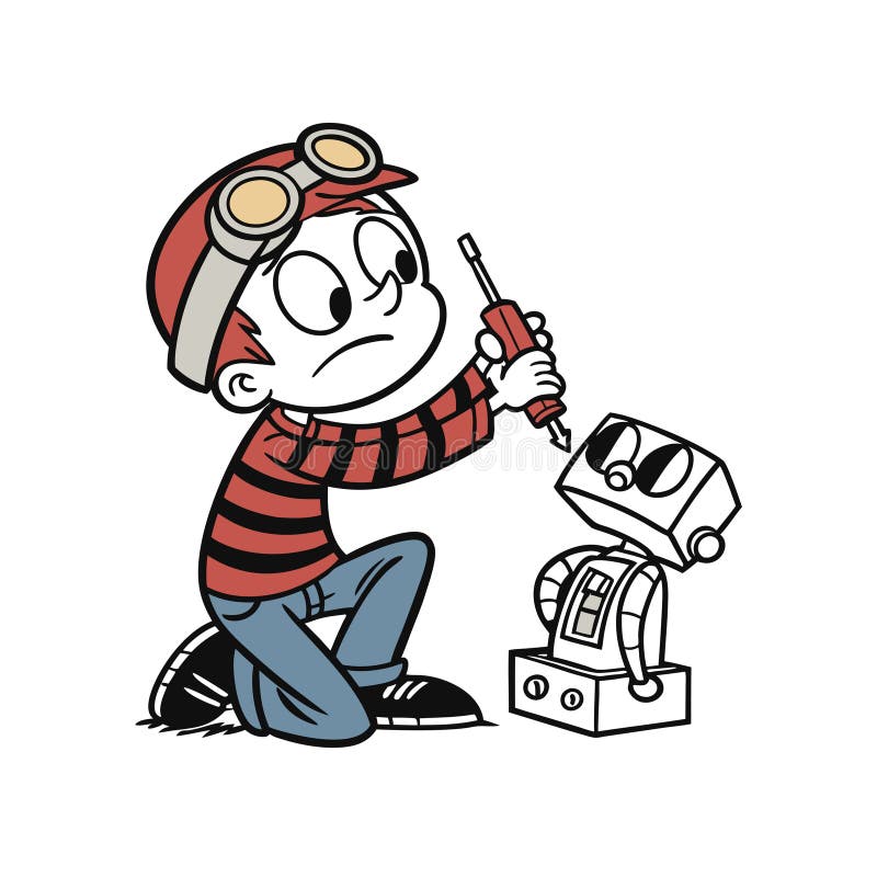 Clever Inventor Boy Cartoon Stock Illustration - Illustration of ...