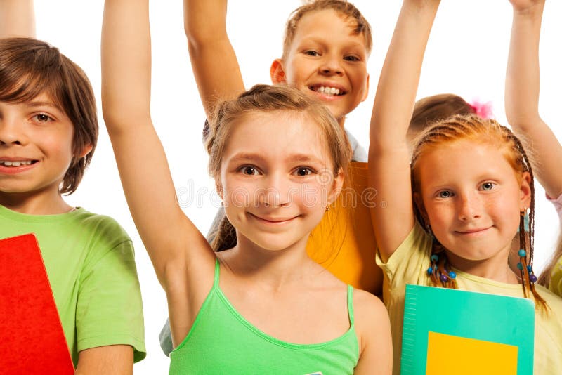 Clever Kids are Ready To Answer Stock Photo - Image of kids, diversity ...