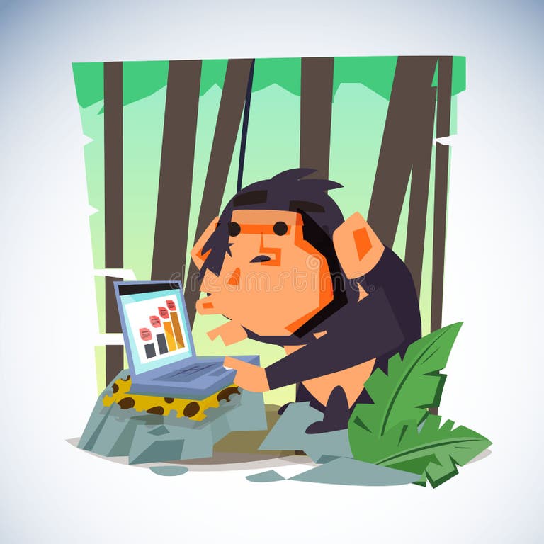 Monkey Looking Computer Screen Stock Illustrations – 17 Monkey Looking ...