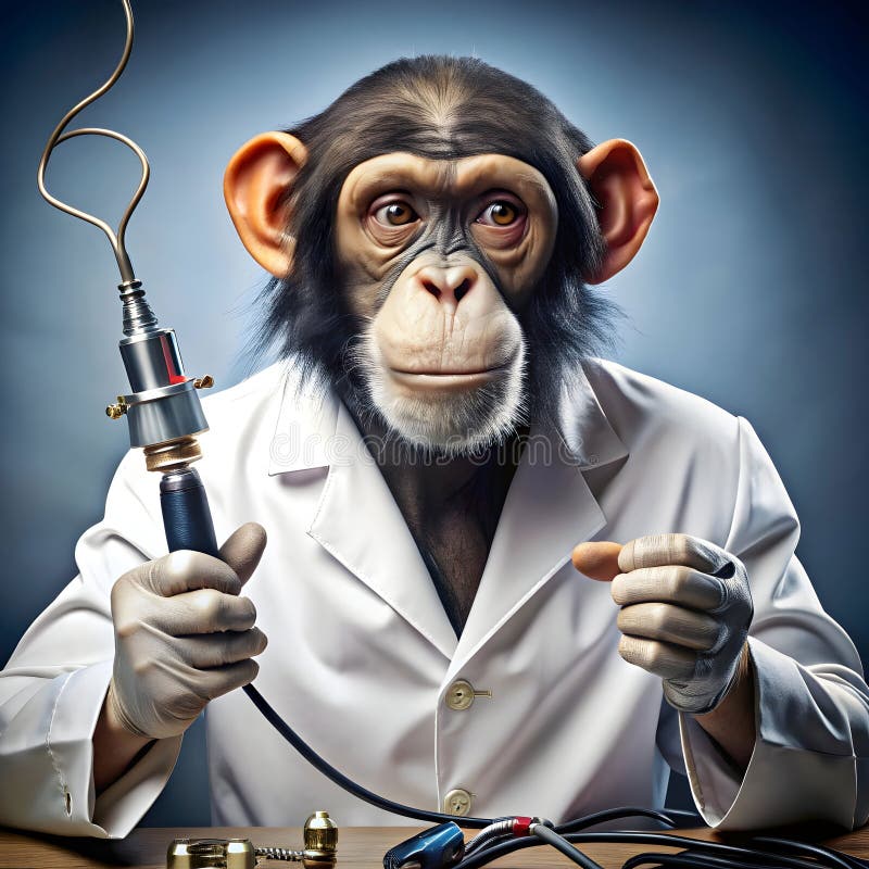 A Clever Monkey in a Lab Coat Invents Quirky Gadgets, Showcasing ...