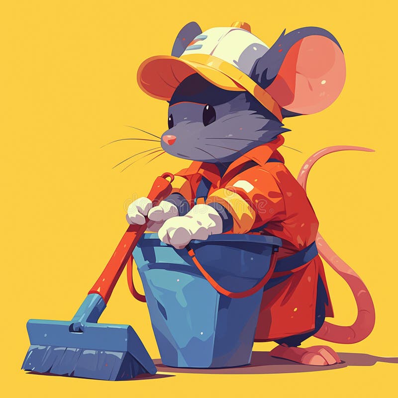 A Clever Mouse Sanitation Worker Cartoon Style Stock Vector ...