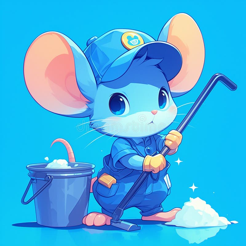 A Clever Mouse Sanitation Worker Cartoon Style Stock Vector ...