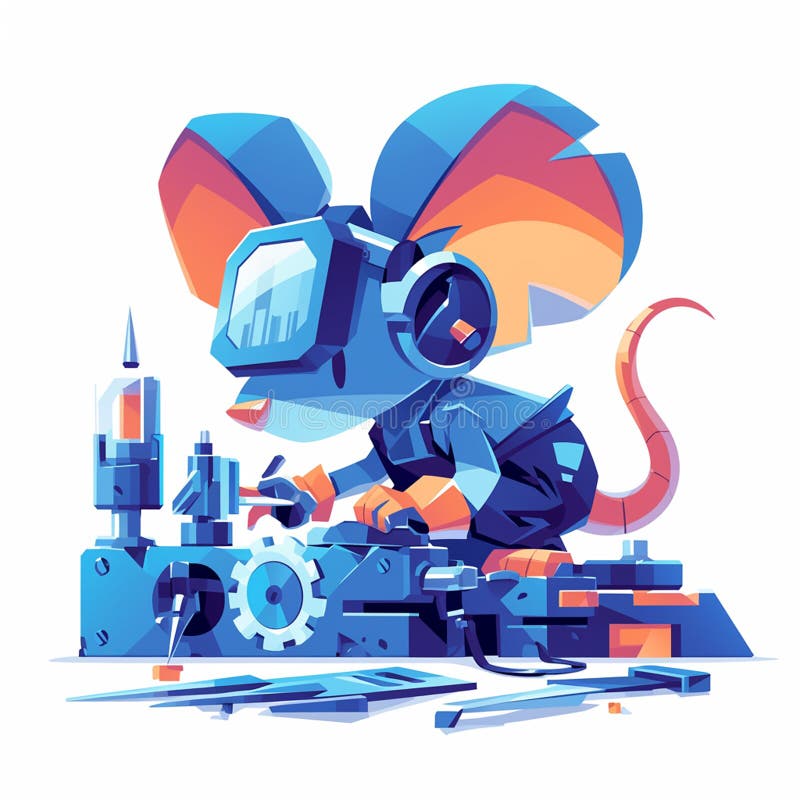 A Clever Mouse Software Engineer Cartoon Style Stock Vector ...