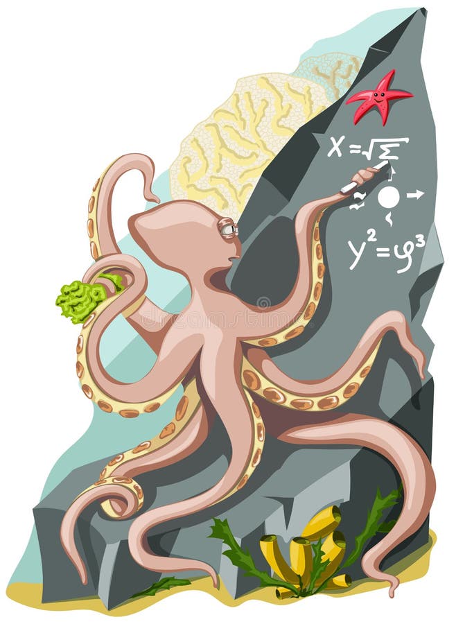 An octopus at the rock stock vector. Illustration of graphic - 43472631
