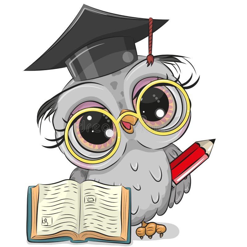 Clever Owl with Pencil and in Graduation Cap Stock Vector ...