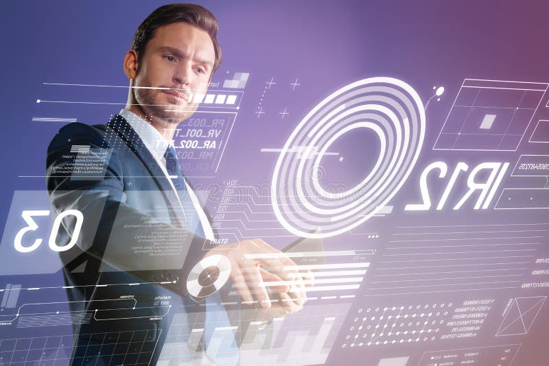 Clever Programmer Touching the Screen and Looking Interested Stock ... Clever Programmer Touching the Screen and Looking Interested Stock ...
