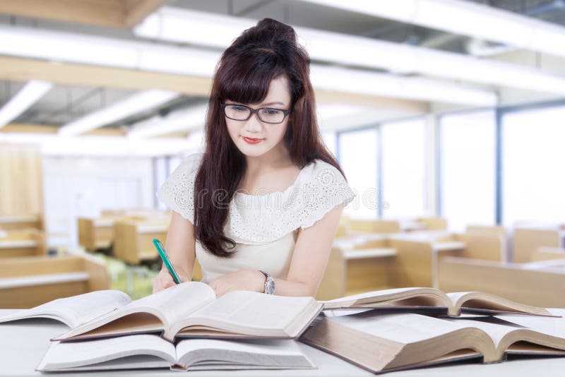 Clever Student Learns with Books in Class Stock Photo - Image of school ...