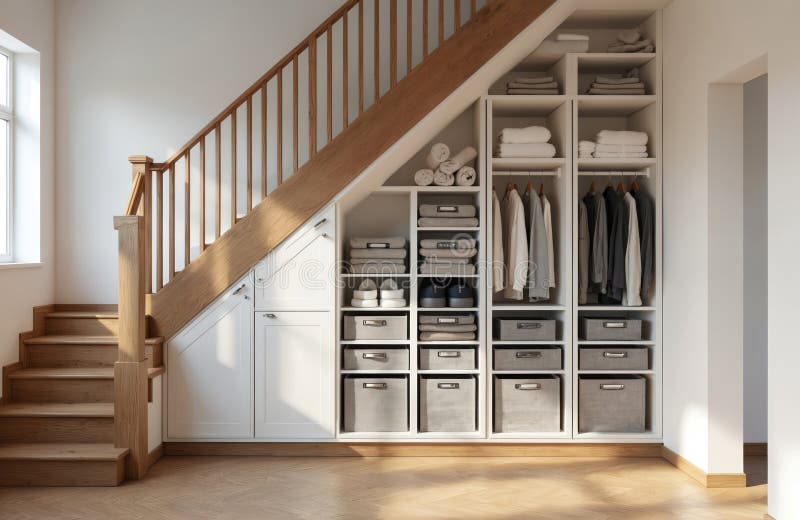 Clever Under-stair Storage Design Space Optimization. Built-in Cabinets ...