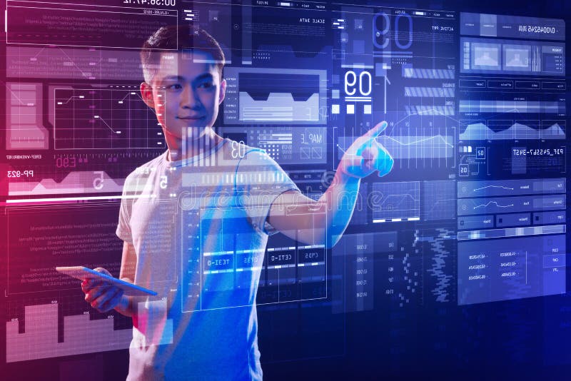 Clever Web Developer Feeling Satisfied after Finishing His Work Stock ...