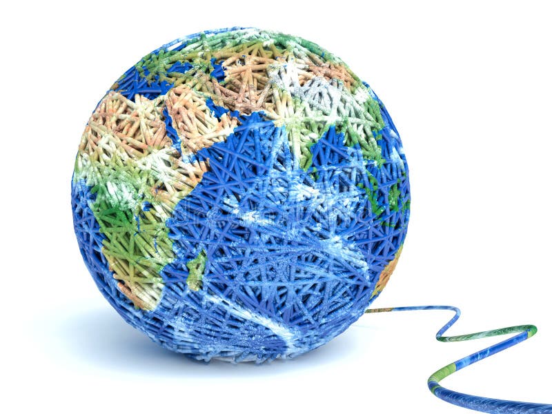Clew of Wool Forming a World Globe Stock Illustration - Illustration of ...