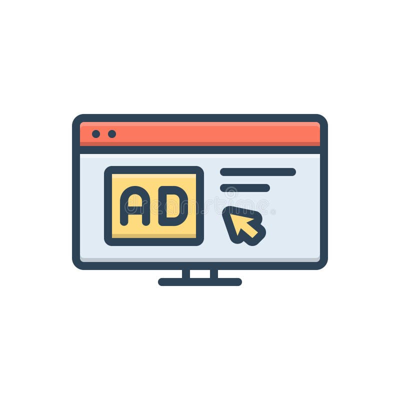 Color Illustration Icon for Click Ad, Advertisement and Mouse Stock ...