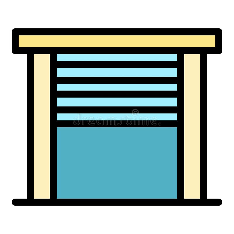 Automatic Gate Icons Set Outline Vector. Electric Door Stock Vector ...