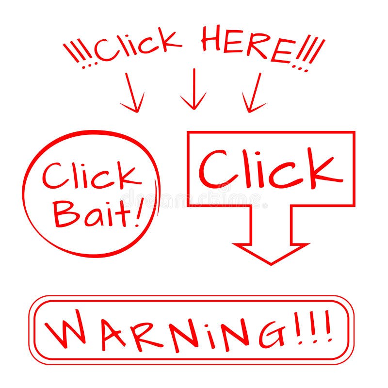 Click Bait Cartoon Speech Bubble. Stock Vector - Illustration of cute ...