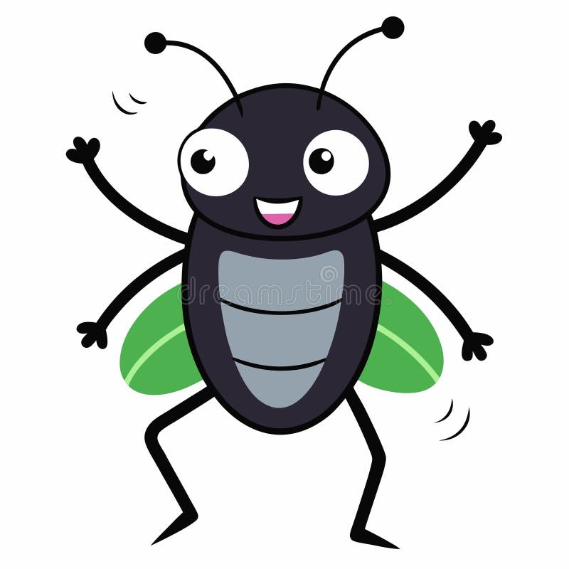 Click Beetle Bug Dancing Kawaii Stock Vector - Illustration of graphic ...