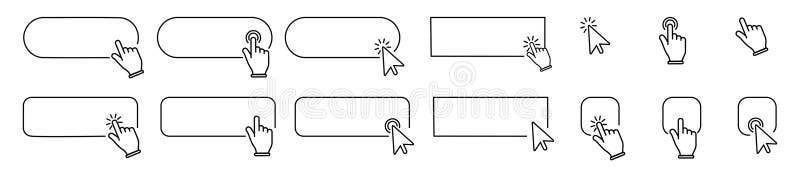 Click Blank Button With Pointer Clicking Click Cursor Set Button With Hand Pointer Clicking