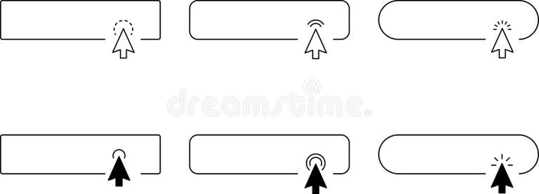 Click Blank Button with Pointer Clicking. Mouse Pointer Pictogram ...