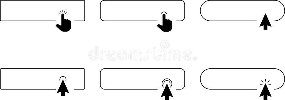 Click Blank Button with Pointer Clicking. Mouse Pointer Pictogram ...