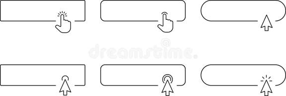 Click Blank Button with Pointer Clicking. Mouse Pointer Pictogram ...