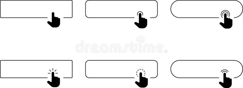Click Blank Button With Pointer Clicking Mouse Pointer Pictogram Action Button Cursor Icon
