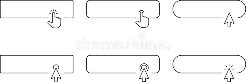 Click Blank Button with Pointer Clicking. Mouse Pointer Pictogram ...