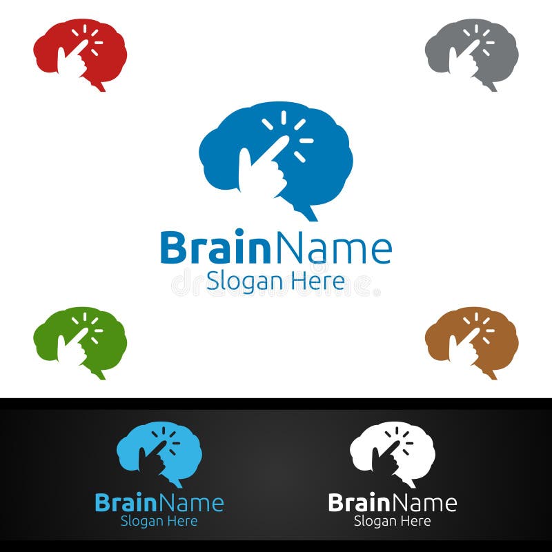 Click Brain Technology Logo with Think Idea Concept Design Stock Vector ...