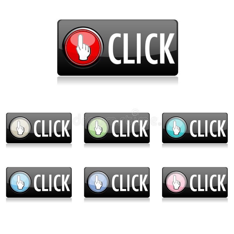 Click here button stock vector. Illustration of shape - 43957147
