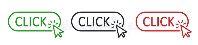 Click Button with Hand Pointer Clicking. Click Here Web Button. Isolated Website Hand Finger ...