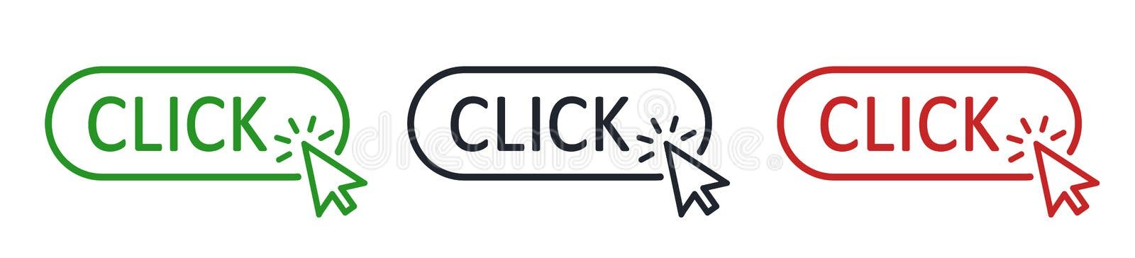 Click Button with Hand Pointer Clicking. Click Here Web Button. Isolated Website Hand Finger ...