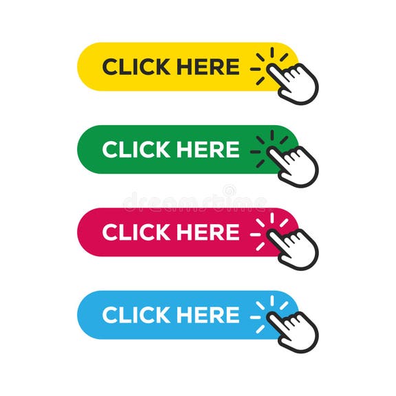 Click Here Button with Arrow Pointer Clicking Icon. Click Here Vector Web Button. Web Button ...
