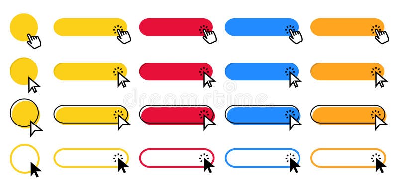 Pointer Click Icon Clicking Cursor Pointing Hand Clicks And Waiting Loading Icons Vector